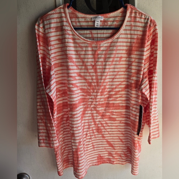Tribal | Tops | Tribal Jeans Womens Coral Striped Tiedye 34 Sleeve Top ...